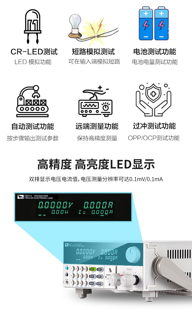 【官方店铺】ITECH/艾德克斯 高精度可编程直流电子负载仪电池性能测试开关电源检测电流监控 IT8514C+(120V/240A/1500W ...
