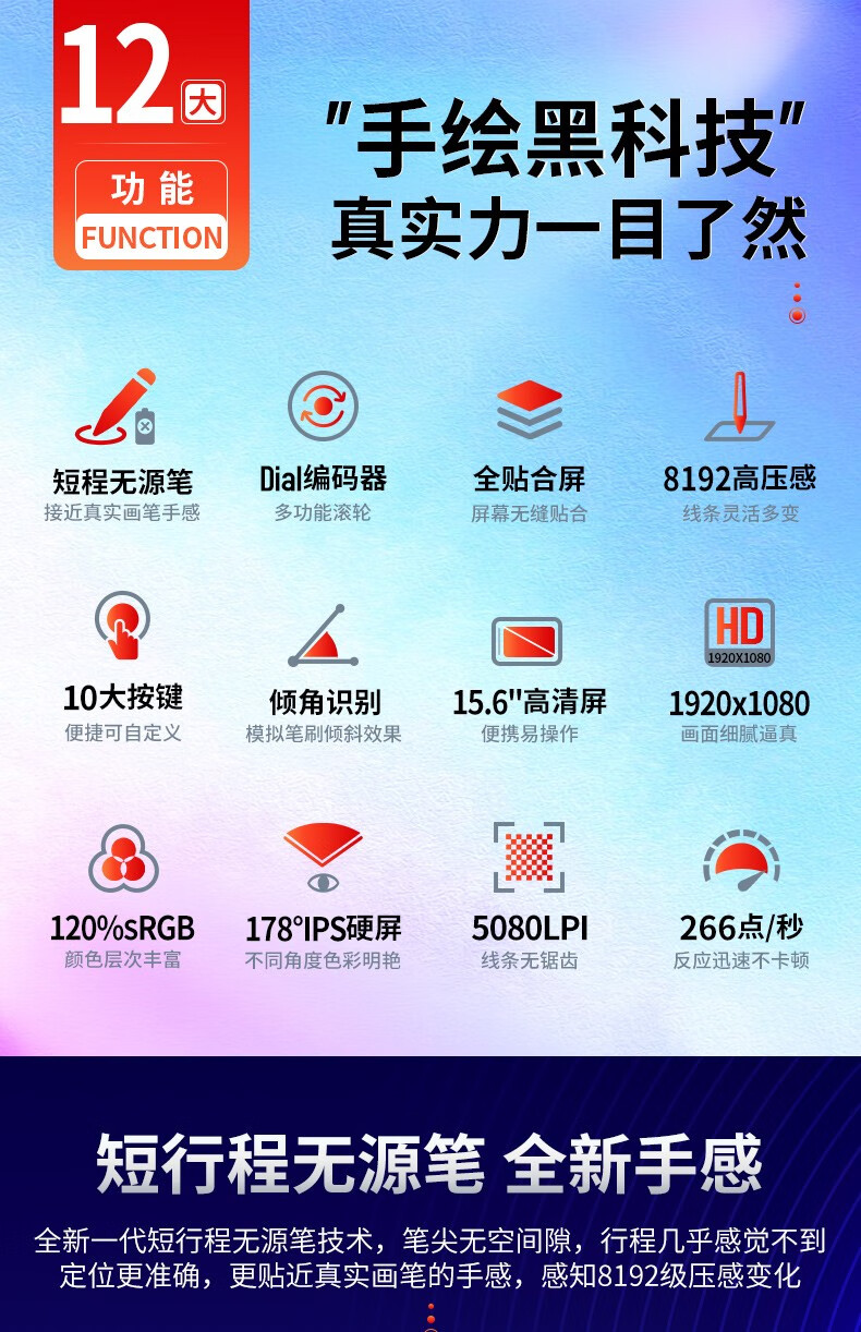 【高漫G16】高漫 （GAOMON）G16新款全贴合手绘屏 无源无线笔 数位屏 手写屏 电脑专业绘画屏 磨砂黑【行情 报价 价格 评测】-京东
