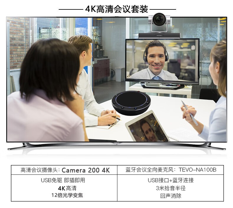 华为CloudLink Camera 200 4K超高清摄像机 1080P/4k可USB插电脑视频会议广角摄像镜头 Camera200 ...