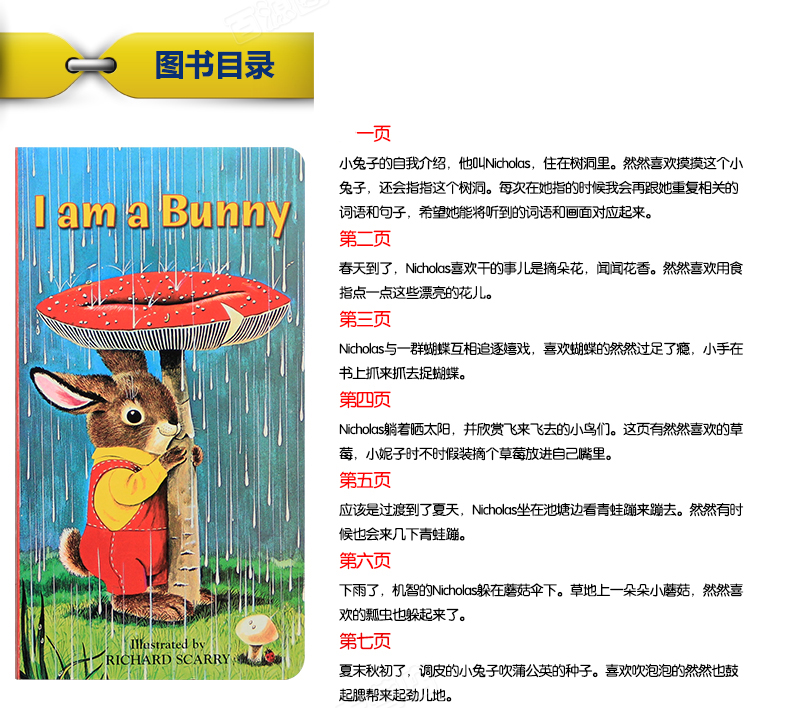 I Am a Bunny 纸板书_英语原版书_英文书籍_魔法亲子绘本屋