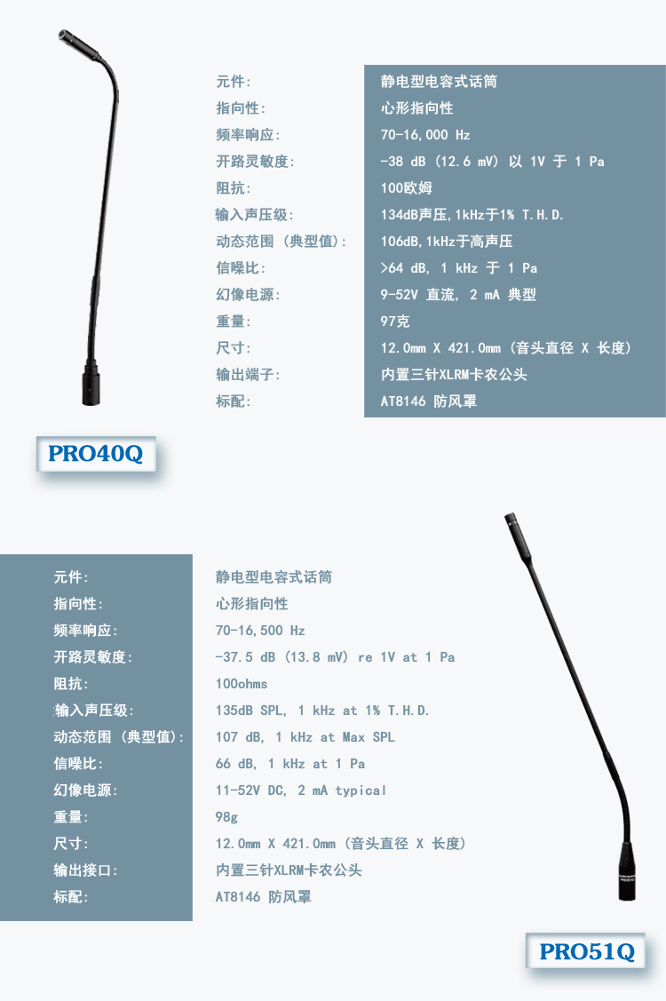 铁三角（Audio-technica） PRO 49QL 51Q 91Q有线鹅颈话筒演讲会议麦克风 PRO49QL话筒+铁三角底座 ...