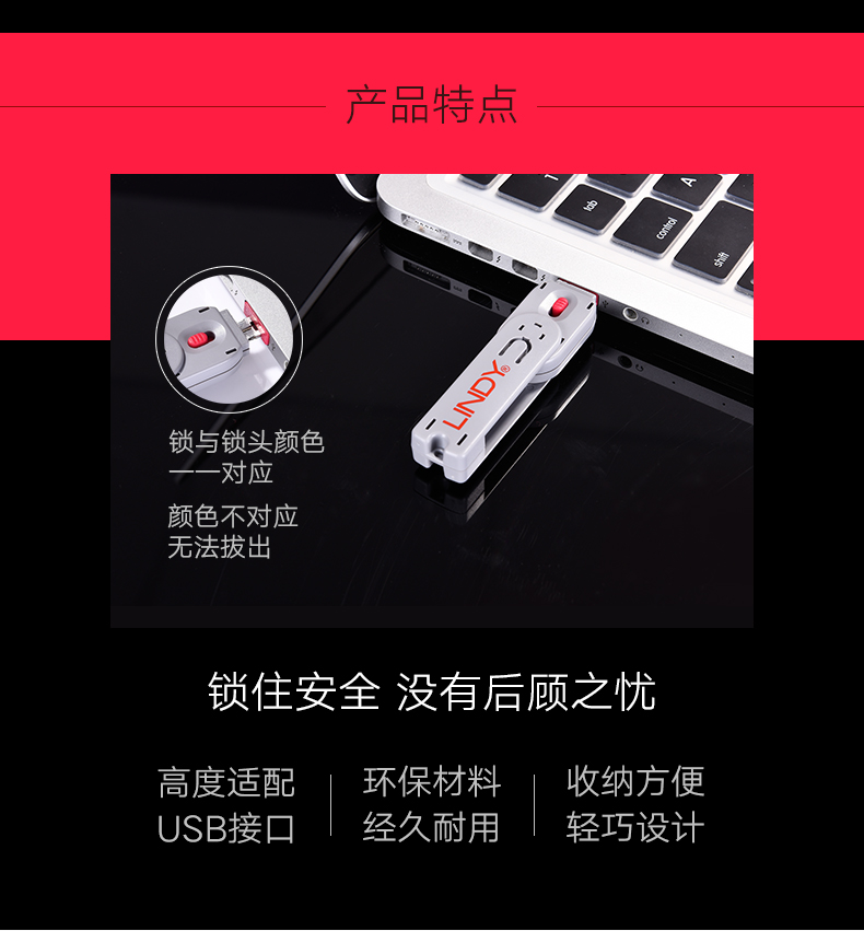 LINDY 德国创意笔记本台式机电脑资料防盗堵塞器USB锁电脑通用锁头 USB 端口锁 红色【图片 价格 品牌 报价】-京东