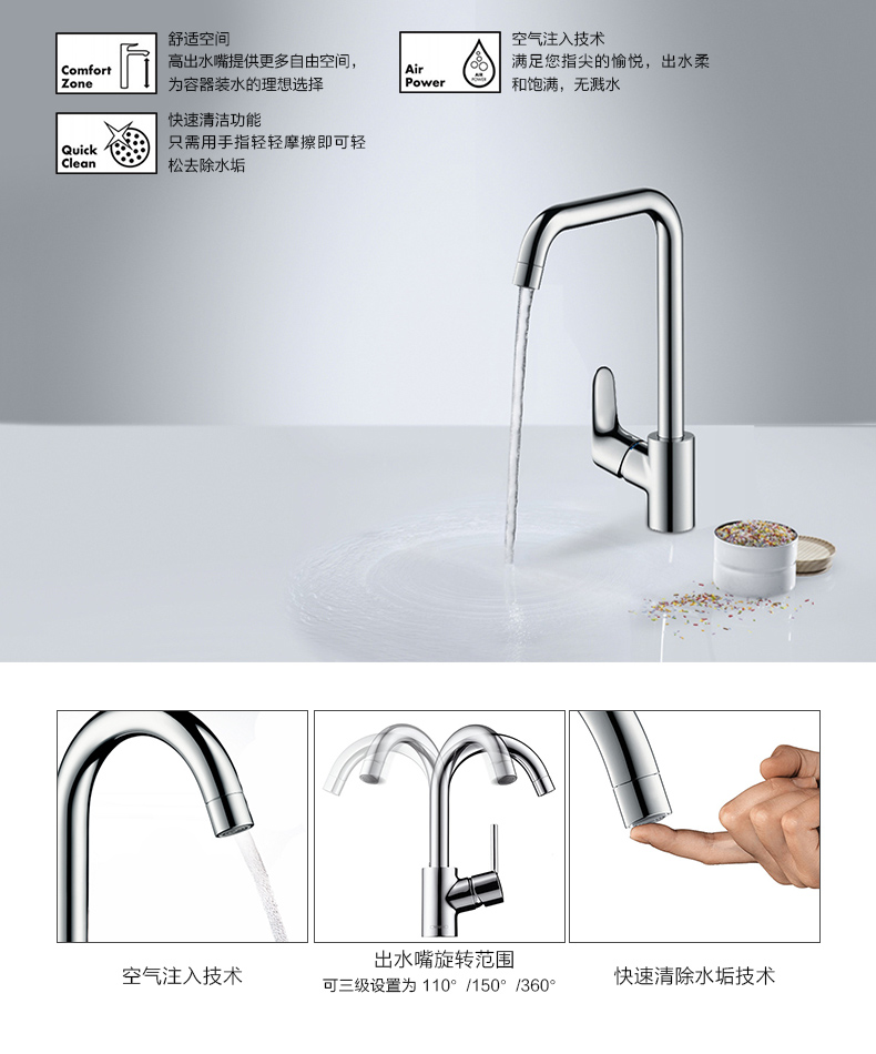 德国汉斯格雅hansgrohe 福柯斯厨房龙头单把双控冷热龙头 节水型厨房龙头 31820007【图片 价格 品牌 报价】-京东