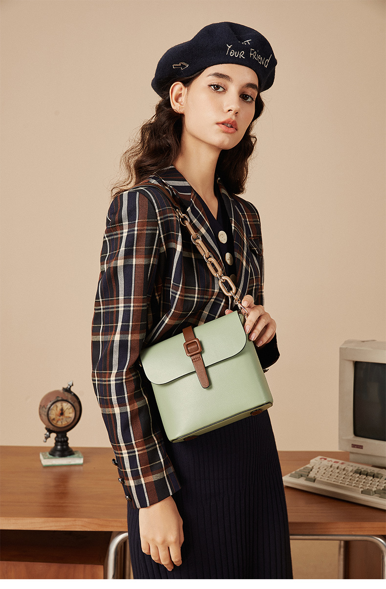 意尔康（yearcon）时尚腋下包斜挎包女亚克力手提包百搭水桶包单肩包13W24212-934绿色-融创集采商城