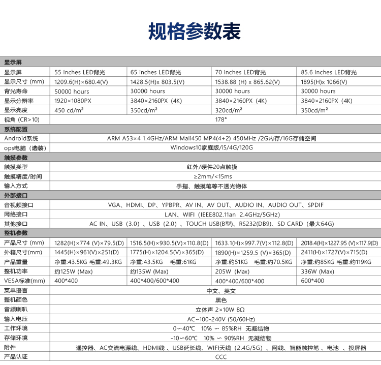 飞利浦（PHILIPS）BDL7030QT 70英寸智能会议电子白板 会议平板 触摸一体机
